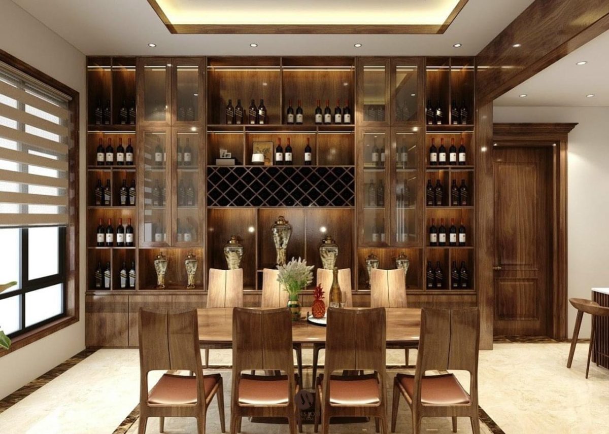 Tủ rượu gỗ óc chó - Nội thất Mansion