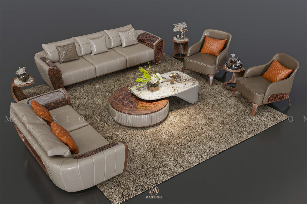 Sofa gỗ óc chó SF-M020 - Nội thất gỗ óc chó Mansion